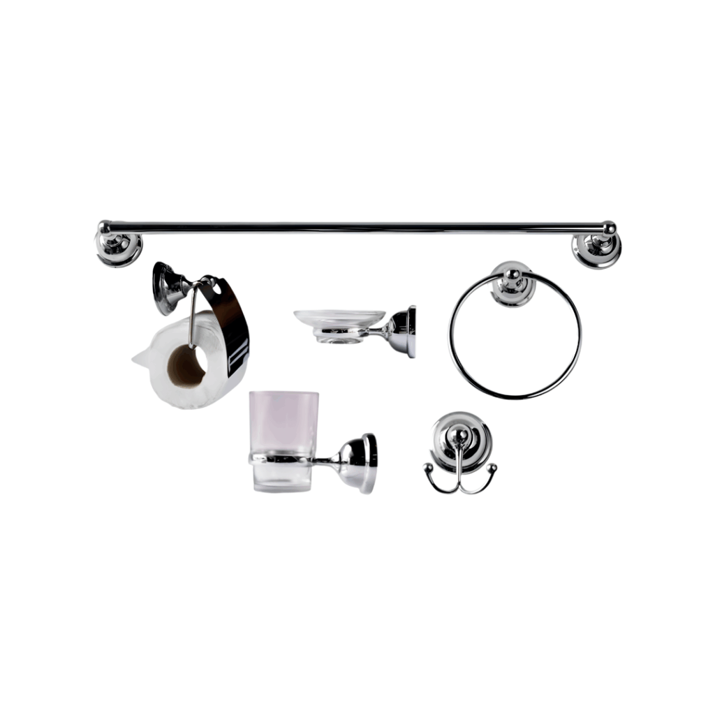 KIT ACCESORIOS P/ BAÑO 6 PIEZAS CROMO – Delia Elisa S.A.